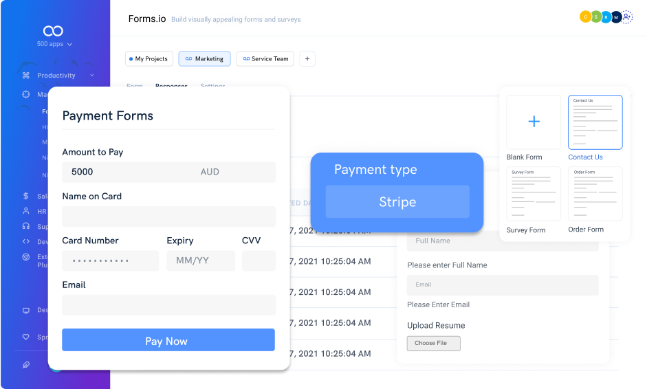 Payment Forms - Start For Free! | Forms.io by 500apps